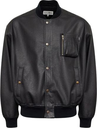 Maison Margiela Homme, Vestes, Noir, Taille: M Blouson aviateur &agrave; poches zipp&eacute;es effet cuir