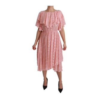 Dolce & Gabbana Rosa Polka Dot A-Linie Midi Kleid - - Dresses - Damen - Rosa - S