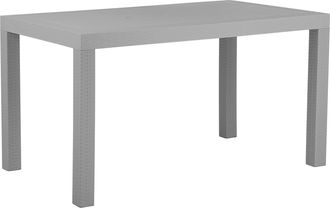 Beliani Gartentisch Rattanoptik 140 x 80 cm hellgrau Fossano