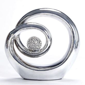 Generic schulpture Figurine Sammlerst&uuml;ck Keramik Paar Deko-Objekte, abstrakte Handwerkskunst, B&uuml;ro s, Silber