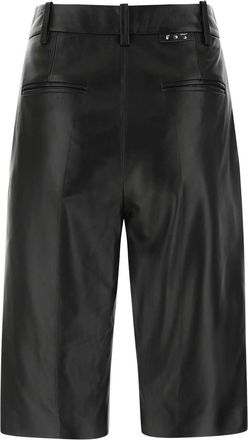 Off-white Womens Black Leather Bermuda Shorts 1000
