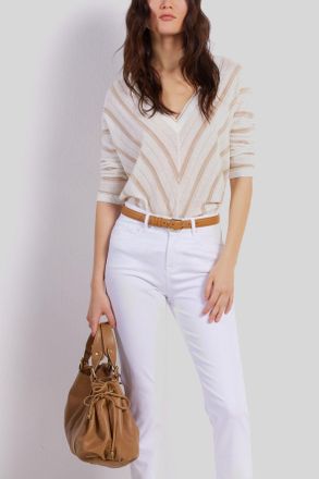 Gerard Darel Pull ray&eacute; en lin et coton - LAISA - Or