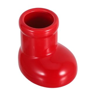 Garneck Rote Keramik Stiefelvase für Blumen Glatte Oberfläche Vielseitige Tischdekoration für Wohnzimmer Büro und Weihnachtsfest Stilvolles mit Festlichem Fla