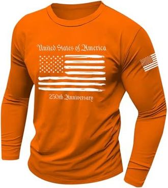 Generic Sweat-shirt imprim&eacute; drapeau am&eacute;ricain &agrave; manches longues pour homme - Pull tendance &agrave; col rond - Coupe ample - Confortable - Respirant - V&ecirc;tement de sp