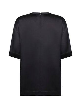 Toteme Womens Black Viscose Satin Crewneck T-Shirt T-Shirts & Jerseys