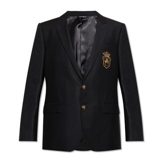 Dolce & Gabbana Wollblazer mit Applikation - - Jackets - Herren - Schwarzk - M