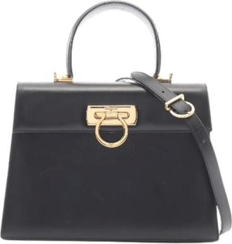 Ferragamo Sac bandouli&egrave;re Gancini en cuir Pre-owned - Femme - Pre-owned - Noir - Taille: ONE Size