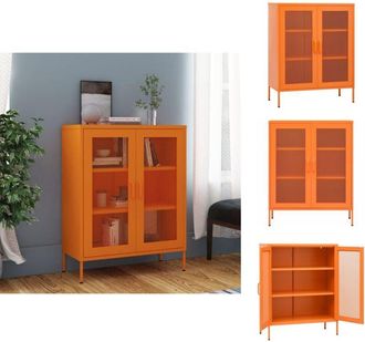 vidaXL Lagerschrank Orange 80x35x101,5 cm Stahl - Lagerschrank - Stauraum - Regal - Metallregal - Orange