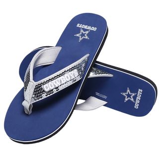 Foco Damen NFL Team Logo Pailletten Riemen Sandalen Flip Flops