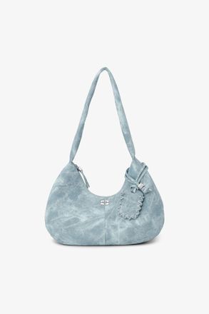 Ganni Mittelgro&szlig;e Hobo-Tasche, gebleicht blau