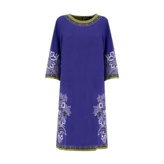 Etro Femme, Robes, Bleu, Taille: 44 FR Robe Tunique Imprim&eacute; Bouquet Bandana