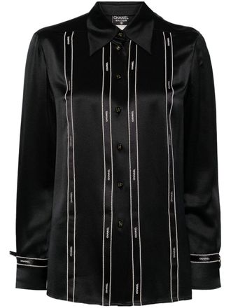 Chanel chemise à logo imprimé (1994) - Noir