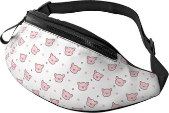 Generic Brusttasche Stylisch Schultertaschen Niedliches Rosa Cartoon-Schwein Verstellbarer Taillentasche F&uuml;r Fahrrad Camping Reisen 14X35Cm