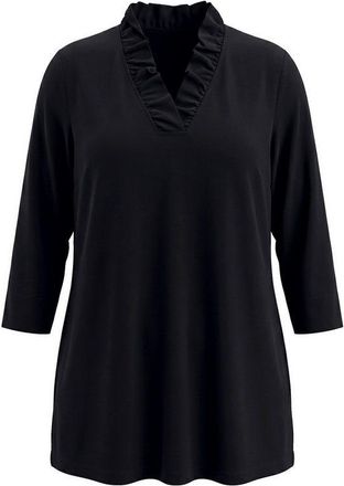 Ulla Popken T-Shirt Shirt R&uuml;sche Classic V-Ausschnitt 3/4-Arm