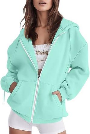 Generic Sweats &agrave; capuche pour femme avec fermeture &eacute;clair int&eacute;grale - Sweat &agrave; capuche avec cordon de serrage - Veste dhiver chaude pour femme - Doux et confor