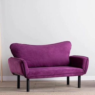 Dmora Schlafsofa 2-Sitzer Asterope 140x65 cm Lila, Stauraum