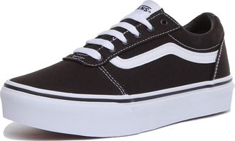 Vans M&auml;dchen Ward Platform Canvas Sneaker, Leinwand Schwarz Wei&szlig;, 31.5 EU