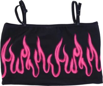 Vision Of Super Flammen Damen Top Schwarz/Fuchsia - - Tops - Damen - Schwarzk - XS