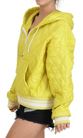 Dolce & Gabbana Womens Yellow Nylon Quilted Hooded Pullover Jacket Clothing
