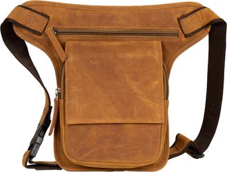 MDM Motorrad Leder Beintasche f&uuml;r Motorrad, Verstellbare H&uuml;ft- und Oberschenkelgurte (Cognac)