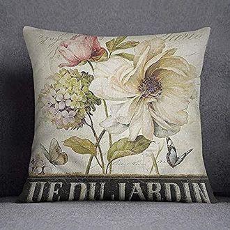 Bonamaison Le Jardin du Lin Kissenhüllen, Cotton, Mehrfarbig, 45x45