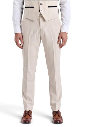 PAUL ANDREW Herren-Anzughose in Creme mit Karomuster, formelle Hose - Regent