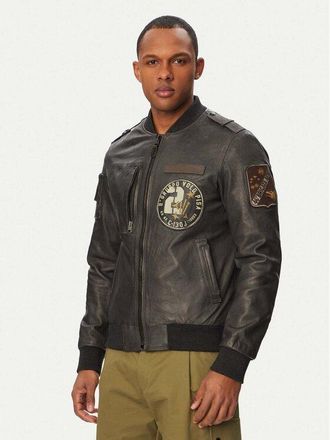 Aeronautica Aeronautica Militare Lederjacke 261PN5055U100839 Schwarz Regular Fit