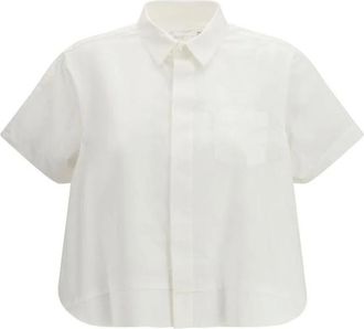 sacai Femme, Blouses et Chemises, Blanc, Taille: 42 FR Cotton Shortsleeve Shirt