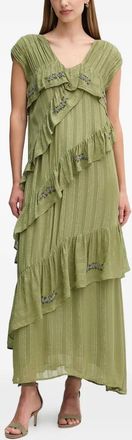 Hoss Intropia robe mi-longue ornement&eacute;e &agrave; volants - Vert