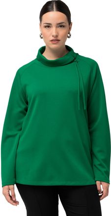 Ulla Popken Damen Soft Stehkragen mit Zipper Sweatshirts, Grün, 28-30