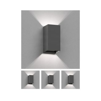 LEDs Com 4 St&uuml;ck Wandleuchte CUBEL f&uuml;r au&szlig;en, anthrazit, IP65, Up & Downlight, rechteckig, inkl. LED Lampe, 4,4 W, 596lm, wei&szlig;