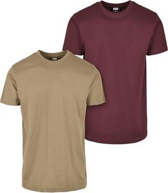 Urban Classics 2-Pack T-Shirts Basiques Homme Kaki/Vin Rouge 3XL