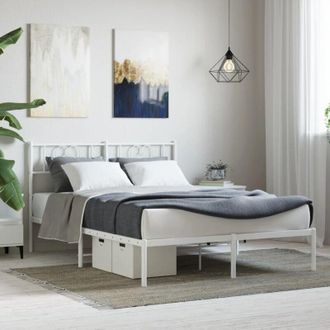 vidaXL Cadre de lit m&eacute;tal sans matelas et t&ecirc;te de lit blanc 140x190 cm Vidaxl
