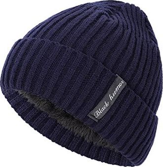 Generic Femmes &Eacute;pais Hommes et Chapeau Cap Automne Chaud et Tricot&eacute; Hiver Chapeaux Chaud Chapeau dhiver, bleu marine, Taille unique