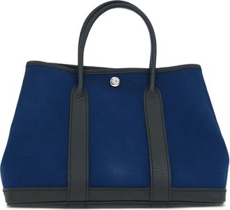 Herm&egrave;s sac &agrave; main Toile Garden Party 30 TPM (2014) - Bleu