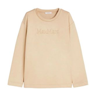 Max Mara Femme, Sweatshirts et sweats &agrave; capuche, Beige, Taille: 40 FR SweaT-shirt Logo en Relief
