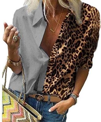 Onsoyours Shirt Femme Décontracté Simple Col en V À Manches Courtes Tops Blouse Chemise Fluide Blouse Lâche Chemise Tunique T Shirt Top Printemps Eté Gris M