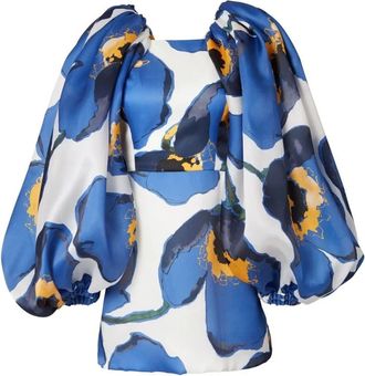 Carolina Herrera Femme, Robes, Bleu, Taille: 36 FR Robe Courte Florale en Soie