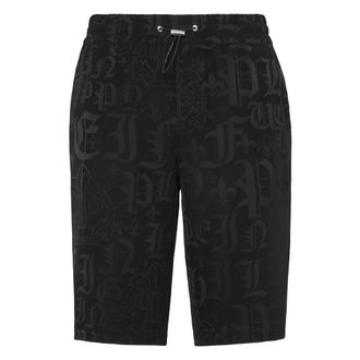 Philipp Plein Homme, Shorts, Noir, Taille: 4XL Jacquard Cool Kid Shorts Monogram
