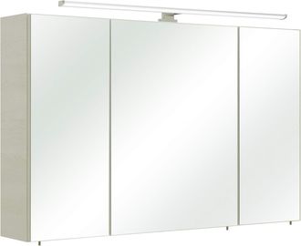 PELIPAL Amora - 110 cm - Spiegelschrank, LED Aufsatzleuchte, Eiche wei&szlig; quer NB