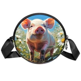 Generic Sac &agrave; bandouli&egrave;re rond pour femme, petit sac &agrave; bandouli&egrave;re avec fermeture &eacute;clair, bretelles r&eacute;glables, style d&eacute;contract&eacute;, pour femmes et filles