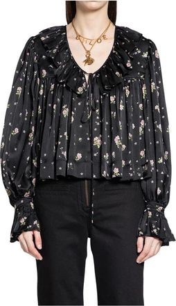 Chlo&eacute; Liberty Print Maxi Bluse mit R&uuml;schen - - Blouses & Shirts - Damen - Schwarzk - S