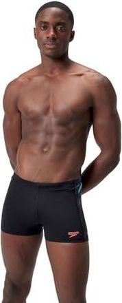 Speedo Aquashort Hyperboom Panel, Entra&icirc;nement de Natation, Fitness, R&eacute;sistant au Chlore Aquashort pour Homme, Noir, Bleu Picton, Rouge Sir&egrave;ne, 36