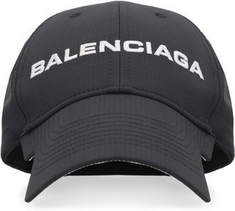 Balenciaga Mens Logo Baseball Cap Black Polyester Hat