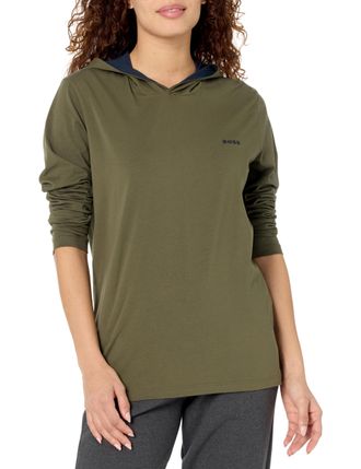 BOSS Herren Crewneck Cotton Lounge Long Sleeve Mix&Match Langarm-T-Shirt mit Rundhalsausschnitt, Baumwolle, Olivgr&uuml;n, XX-Large