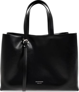Emporio Armani Femme, Sacs, Noir, Taille: ONE Size Leather Shopper Bag
