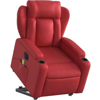 vidaXL Vidaxl - Massagesessel mit Aufstehhilfe Elektrisch Rot Kunstleder 107696