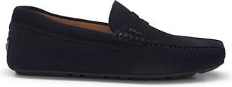 BOSS Hommes Noel Mocc Mocassins en Cuir su&eacute;d&eacute; avec Finition Penny