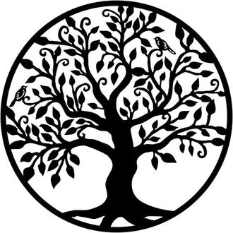 Harmonie Design Décoration murale en métal Cadre Arbre de Vie Deco murale noir industrielle Tableau grand modern original pour salon (45 x 45 cm)