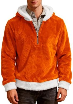 Generic Sweat à capuche unisexe double face en polaire, demi-fermeture éclair sur le devant, confortable, décontracté, manches longues, hauts décontractés pou